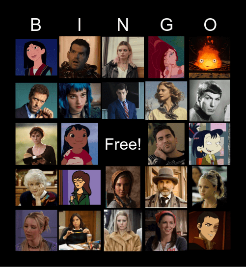 character bingo Card