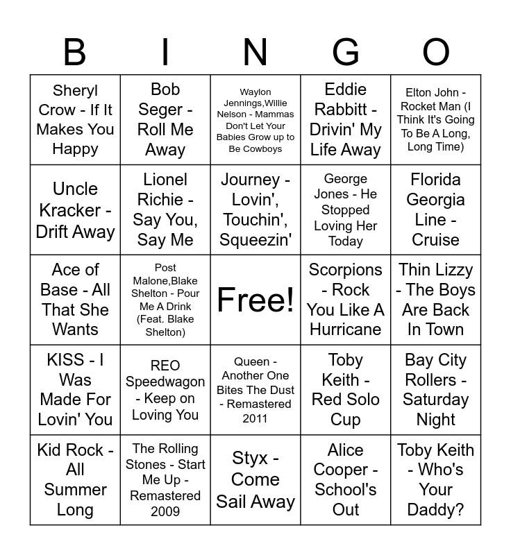 Players Choice: Rob Bingo Card