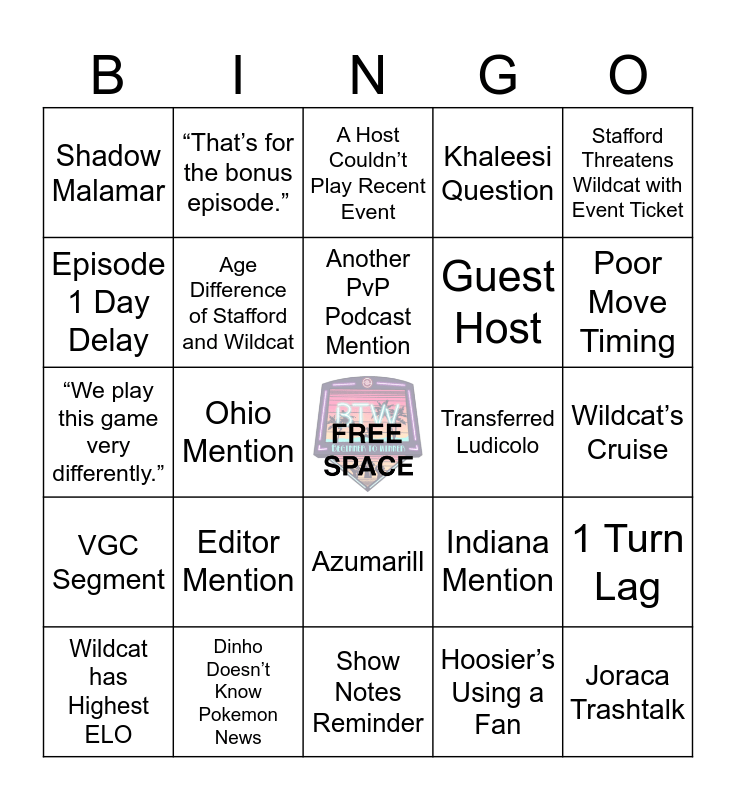 BTW Podcast Bingo Card