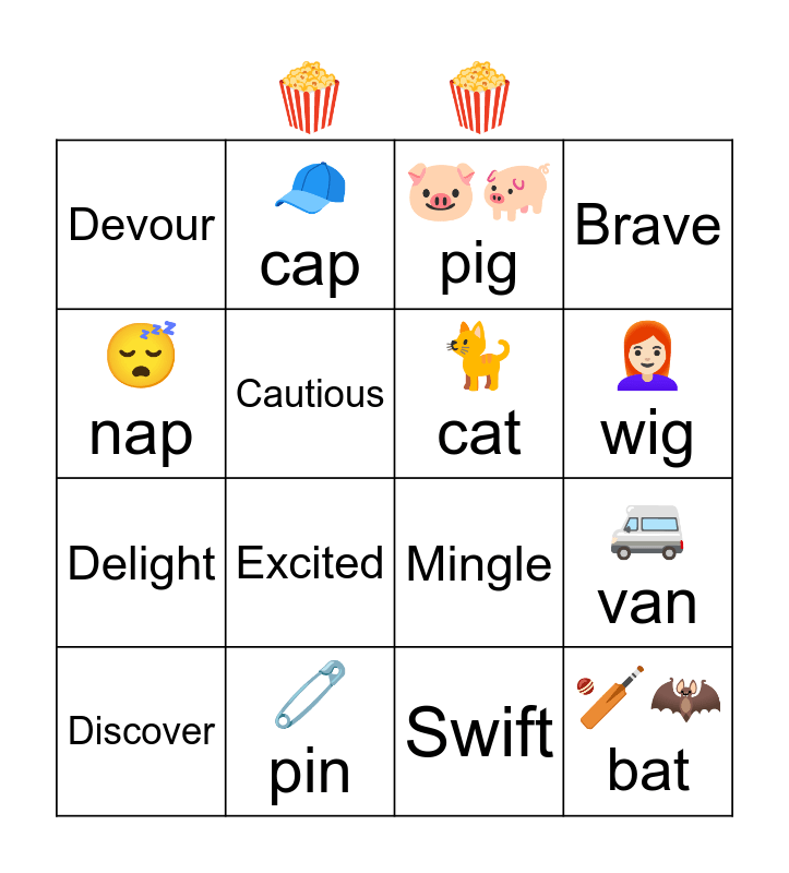 Popcorn Bingo Card