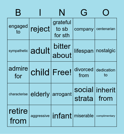 Grade 11 Unit 1 Generations Bingo Card