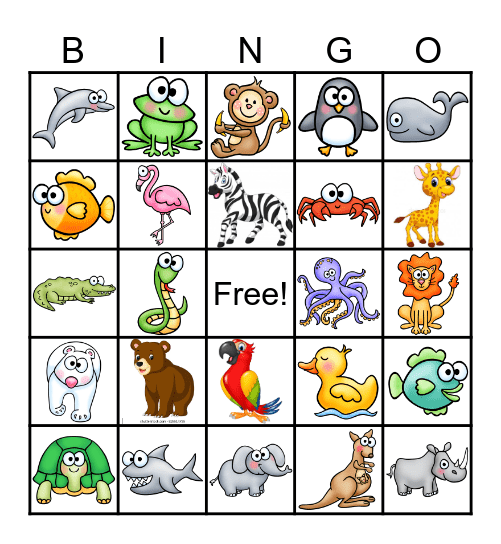 Wild Animal Bingo Card