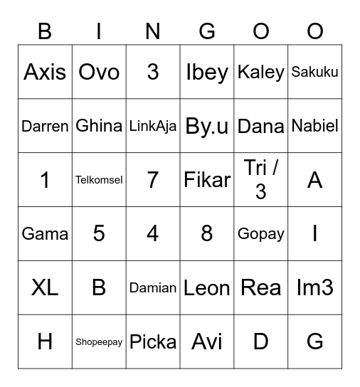 Reghina Bingo Card