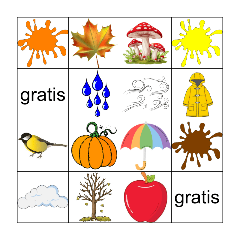 Lotería - Otoño Bingo Card