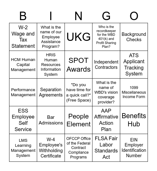 Talent Management BINGO Card