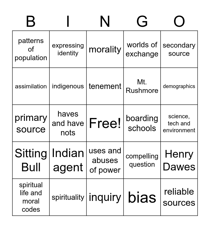 Social Studies Review! Bingo Card