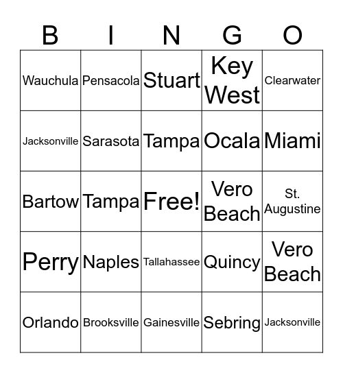 City Bingo Card