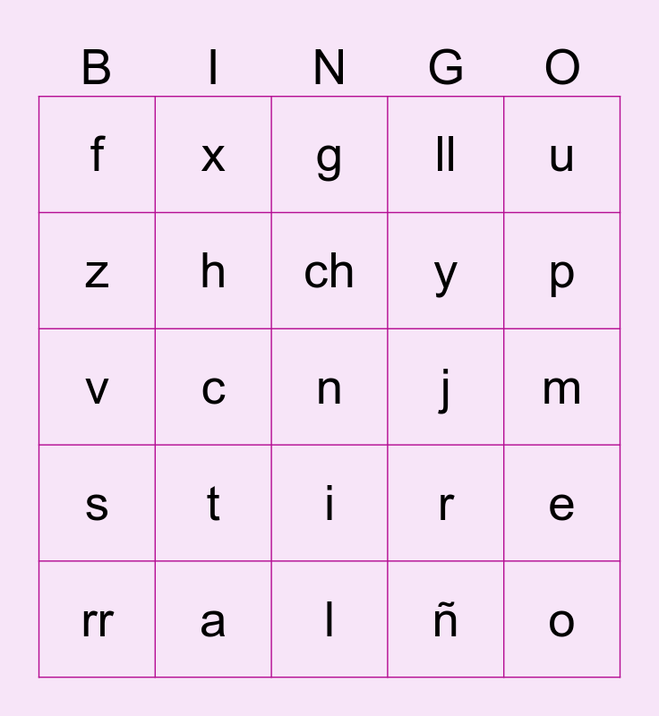 el abecedario Bingo Card