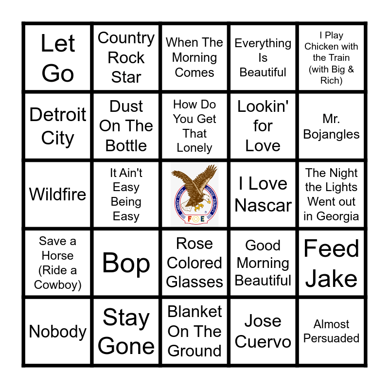 COUNTRY 1 HIT Bingo Card