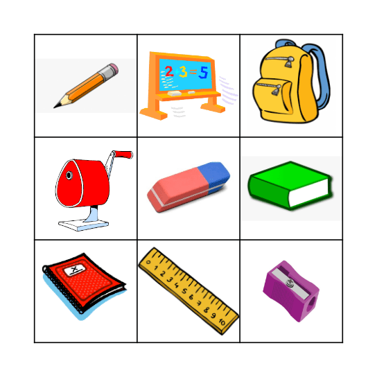 Classroom Objects Bingo Card
