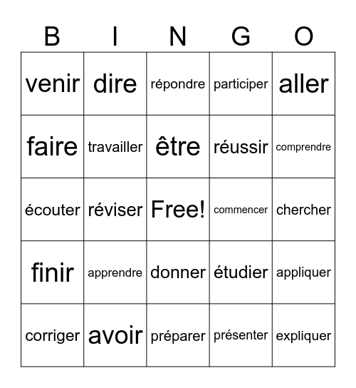 Le futur simple Bingo Card