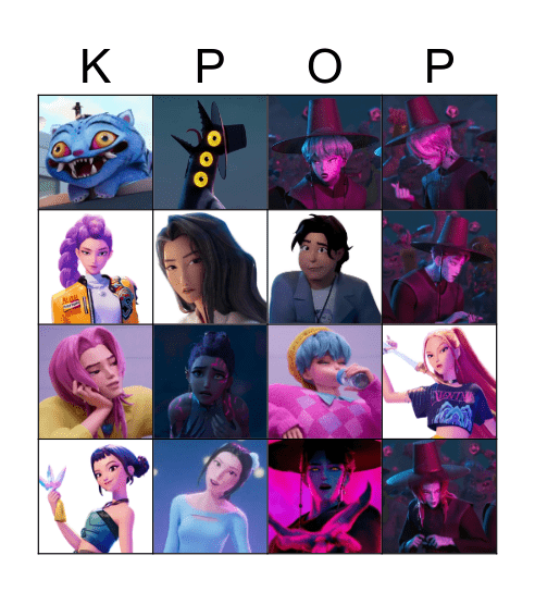 KPop Demon Hunters Bingo Card