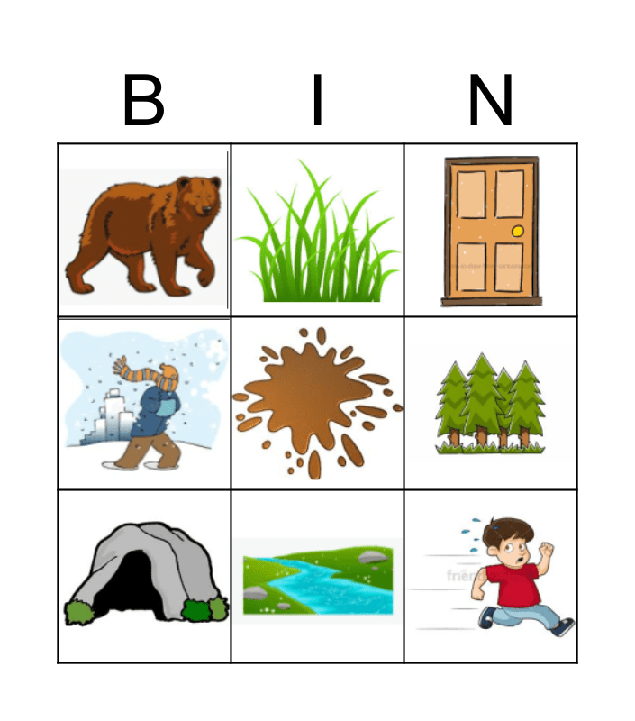 We're going on a bear hunt Bingo Card