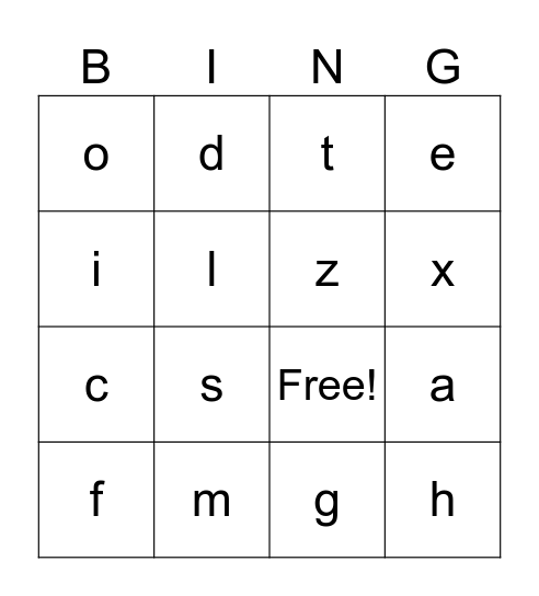 Sound Bingo Card