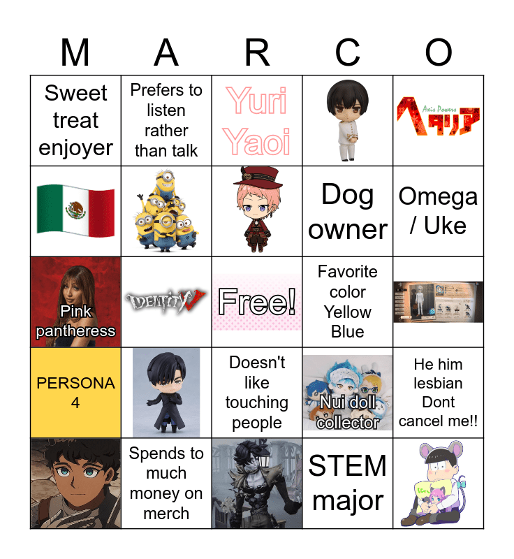 mark Bingo Card