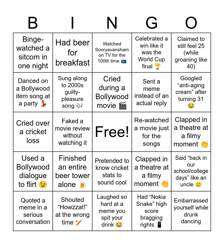 Thirty-fun Bingo! Bingo Card