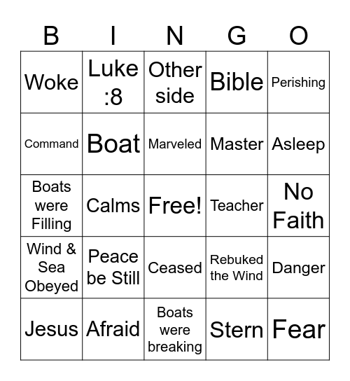 Jesus Calms the Storm Bingo Card