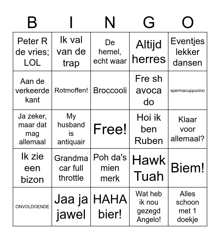 MEME Bingo Card