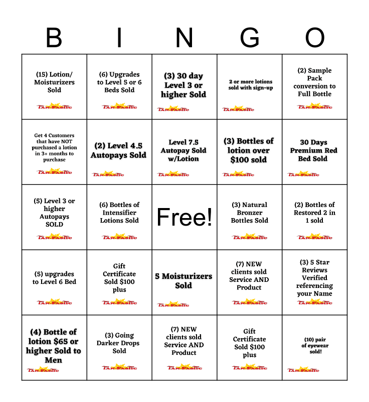 Oct '25 TanFastic Bingo Card