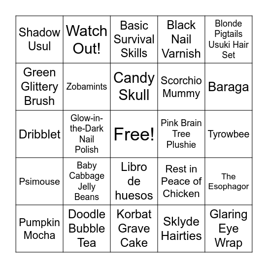 ZOMBIE OUTBREAK Bingo Card