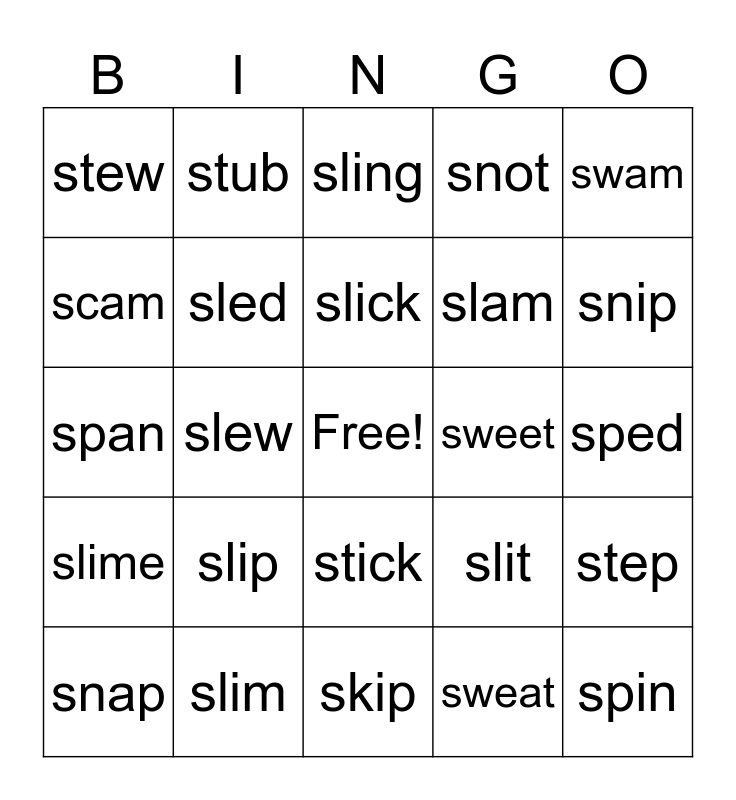 S-blend BINGO Card