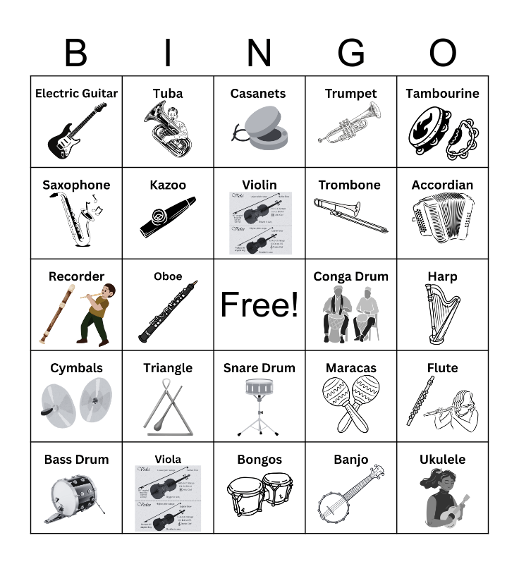 Instrument BINGO Card