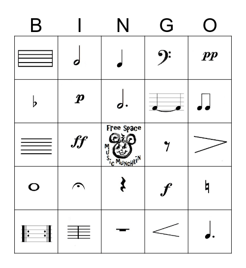 Music Symbols Bingo Card