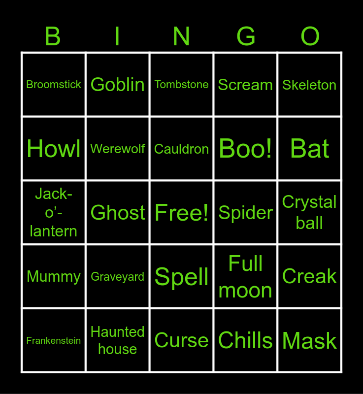 Spooky Bingo Card