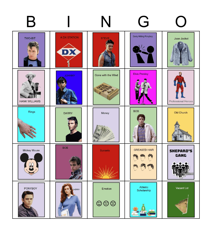 The Outsiders Bingo Card