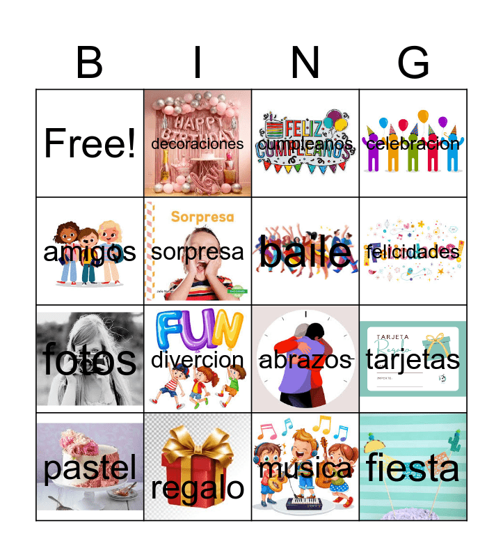 Feliz Cumpleanos Bingo Card