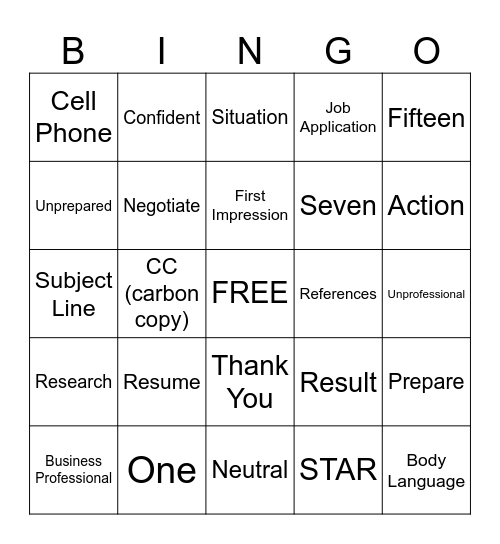 Interview 101 Bingo Card
