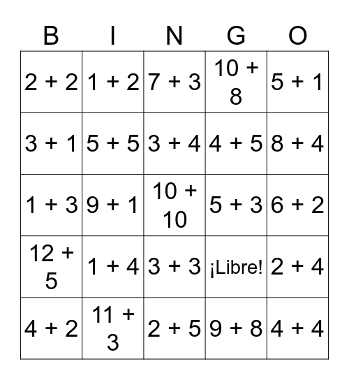 Los números Bingo Card