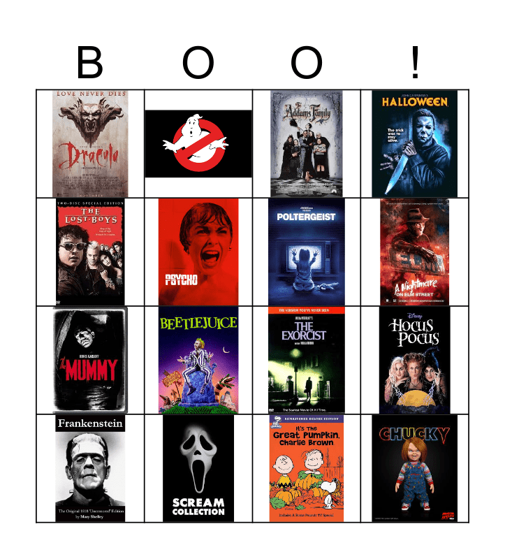 Horror Bingo Card