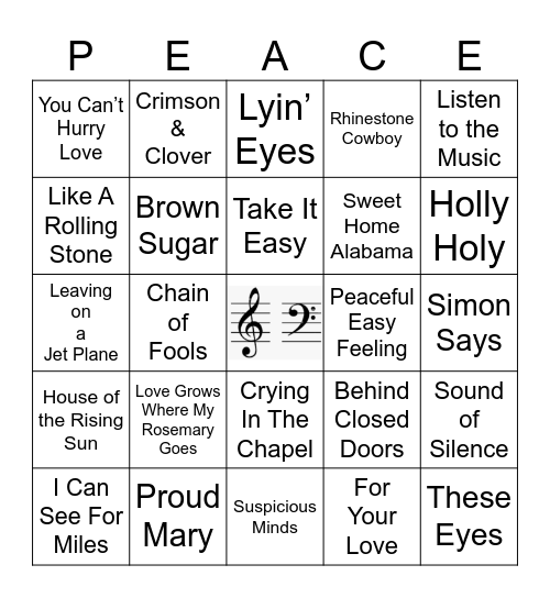 1965-1975 Bingo Card
