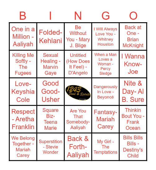 1243 R&B Bingo Card