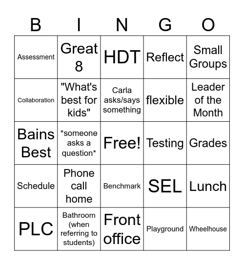 October Faculty Meeting Bingo Card