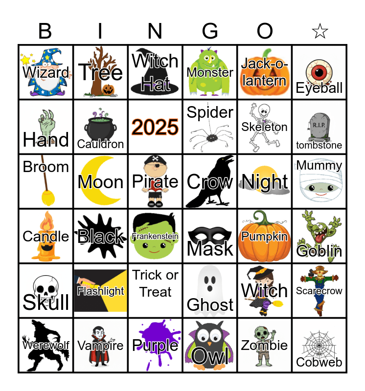 Halloween (with words) Bingo Card