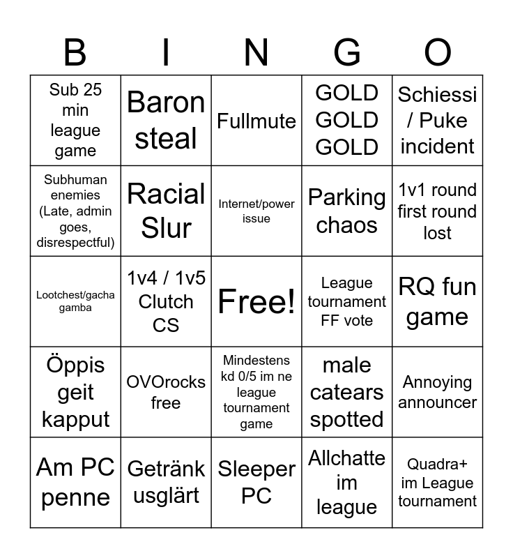 UIÖ Bingo/Bongo Bingo Card