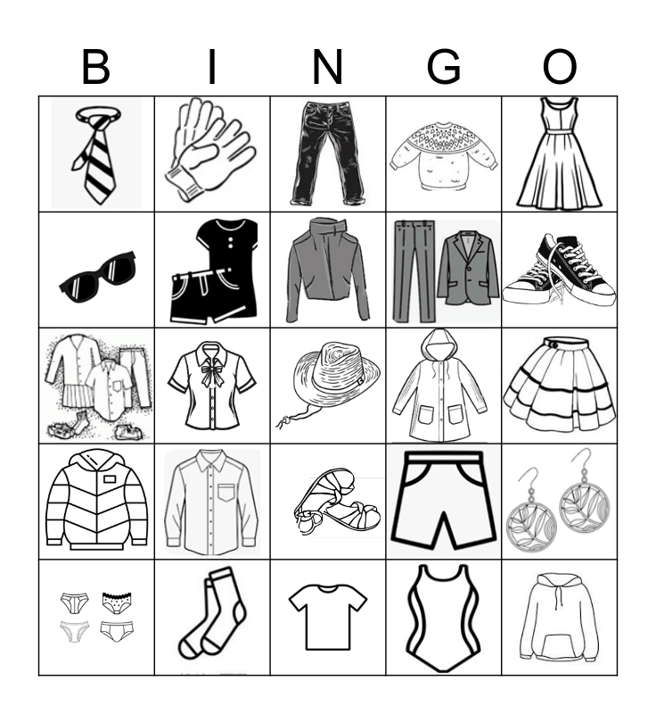 Panorama U6 - La Ropa Bingo Card