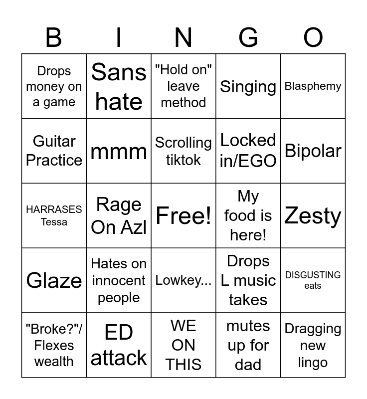 Lexification Bingo Card
