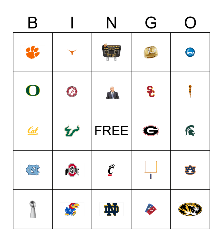 NCAA BINGO Card
