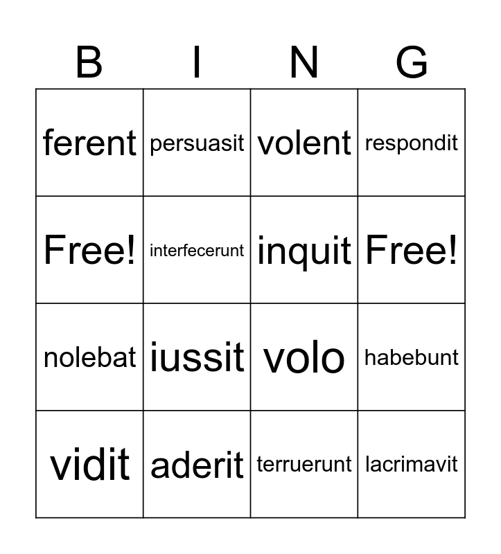 6.15 de Romanis future tense Bingo Card