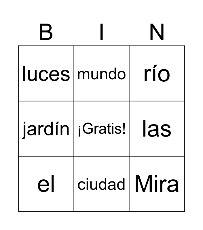 La ciudad Bingo Card
