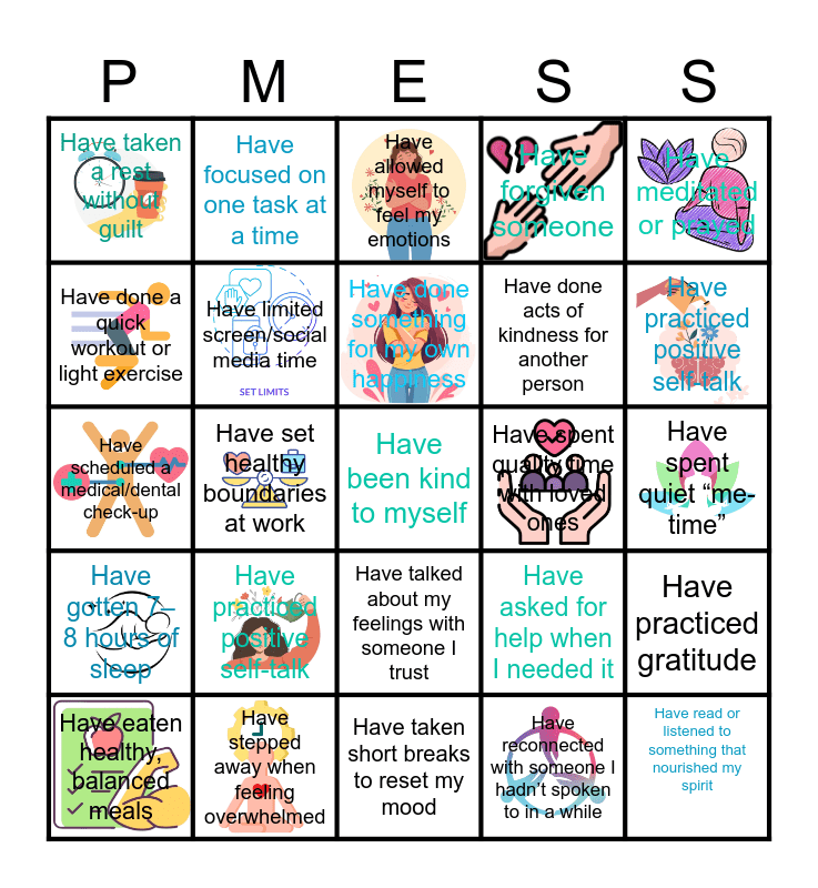 Mind, Body, and Soul Bingo Card