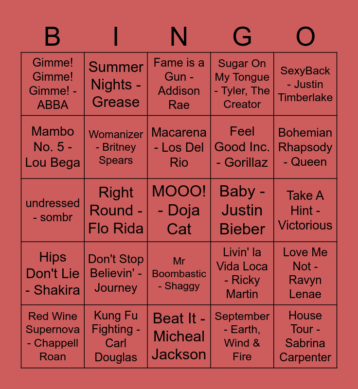 CHEESY Bingo Card