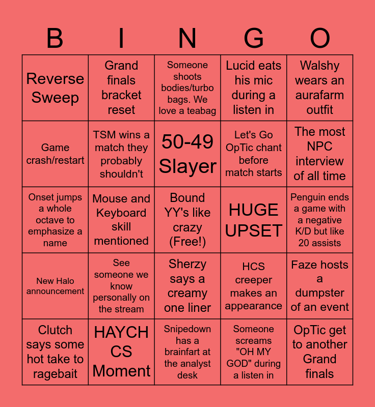 Brassydoots HCS Charlotte Bingo Card
