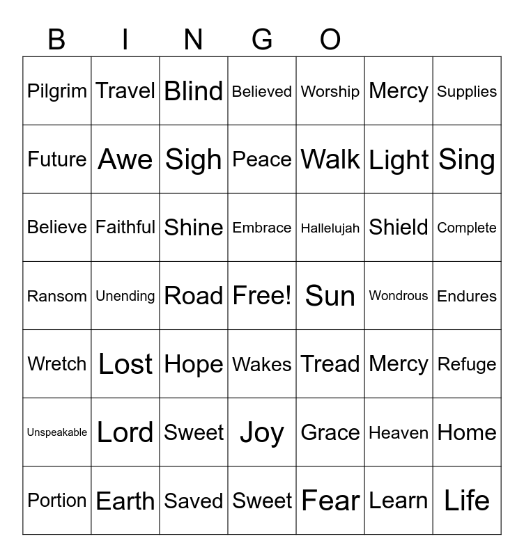 Sunday Service 10/5/2025 Bingo Card