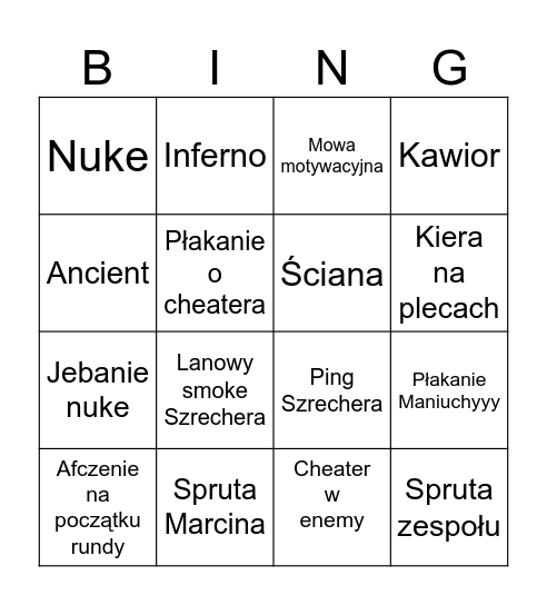 BINGO CS2 Bingo Card