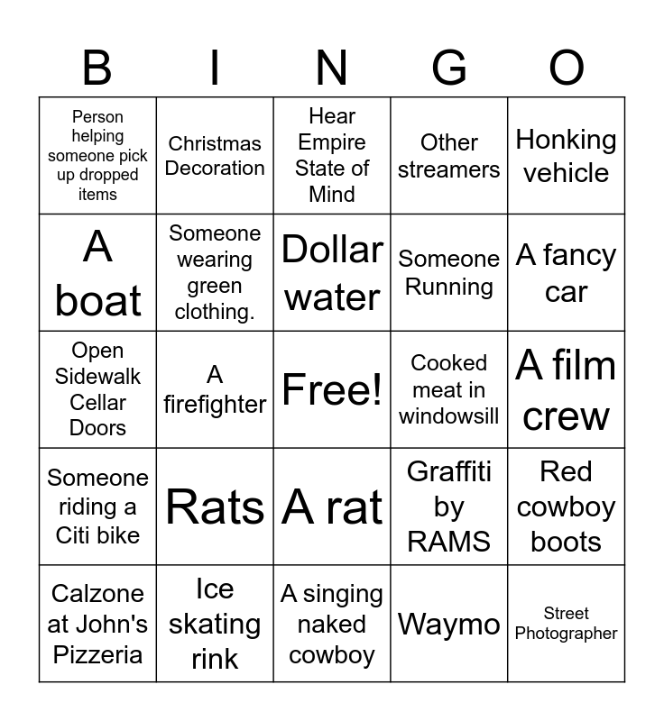 Kuma NYC Bingo Card