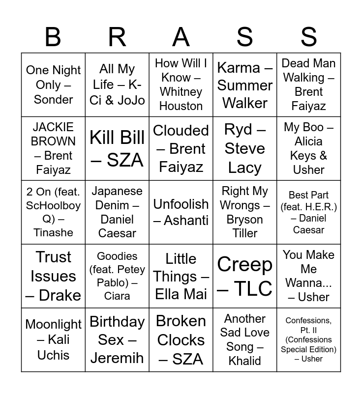 Music Bingo 6 Bingo Card